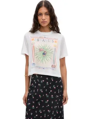 Rixo Printed Ria Aquarius T-shirt - White