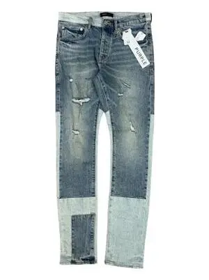 PURPLE BRAND Skinny Patchwork Jeans - Mid Indigo