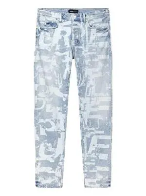 PURPLE BRAND Skinny Grunge Print Jeans - Light Indigo