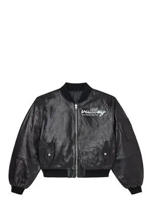 VALE FOREVER Leather Bomber Jacket - Black