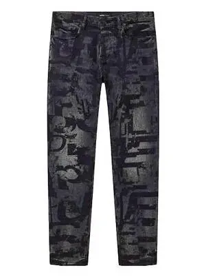 PURPLE BRAND Skinny Grunge Print Jean - Washed Black