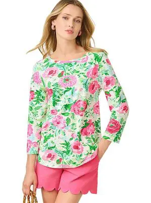 LILLY PULITZER 3/4 Sleeve Top - Multi Poppy Party