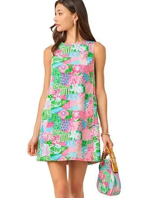 LILLY PULITZER Ettie Stretch Shift Dress - Multi Crazy Quilt