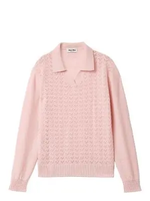 Miu Miu Cashmere V-neck Sweater - Alabaster Pink