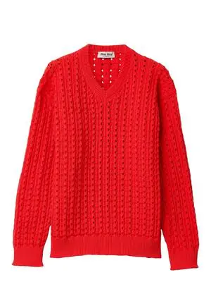 Miu Miu Technical Yarn V-neck Sweater - Red