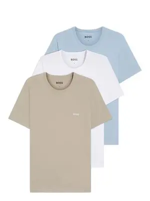 BOSS Three-pack Of Cotton T-shirts With Logo Embroidery - Patterned