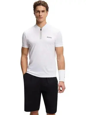 BOSS Bodymapping-jersey Slim-fit Polo Shirt With Zip Neck - White