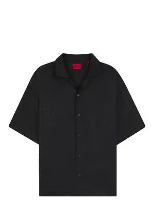 Hugo Oversized-fit Shirt With Jacquard Pattern - Black