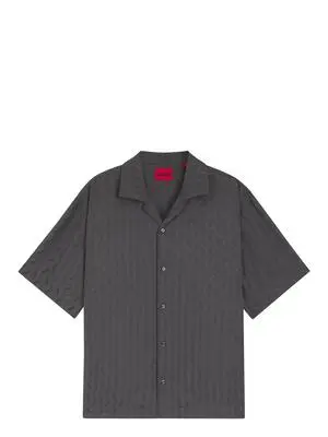 Hugo Oversized-fit Shirt With Jacquard Pattern Dark Grey