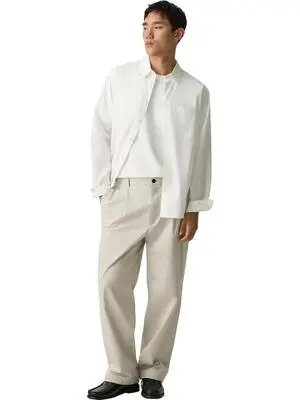 Theory Relaxed Pleat Pant In Moonsoft Cotton - Silver Cloud