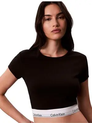 Calvin Klein Icon Sport Cotton Cropped T-shirt - Black