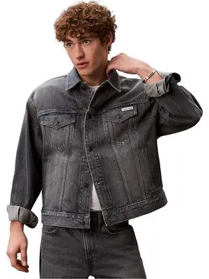 Calvin Klein 90s Denim Trucker Jacket - Blue Ash Stone