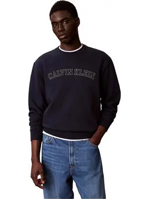 Calvin Klein Varsity Logo Graphic Fleece Sweatshirt - Dark Sapphire