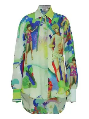 AMIR SLAMA Printed Shirt Green