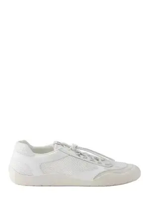 Prada Speedrock Patent Leather And Mesh Sneakers - White