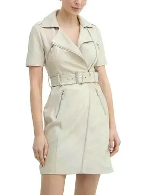 MORGAN Belted Mini Dress - Neutrals