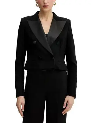 MORGAN Double-breasted Cropped Blazer - Black