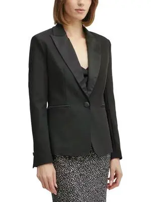 MORGAN Peak-lapel Buttoned Blazer - Black