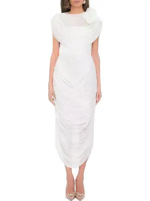 ANA RADU Fleur Midi Dress - White