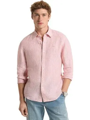 Michael Kors Striped Linen Shirt In Size By - Orange