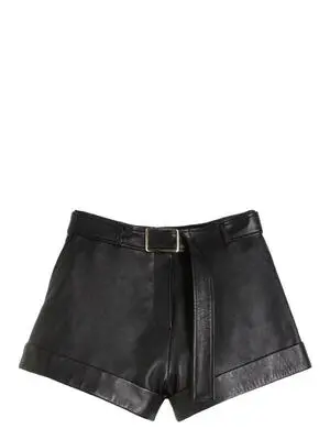 Max Mara Leather Bermuda Shorts - Black