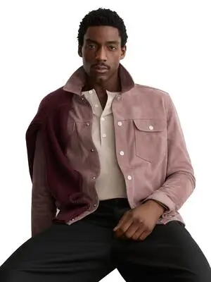 REISS Sliken Suede Jacket - Soft Pink