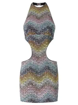 Missoni Cut-out Knitted Mini Dress - Blue
