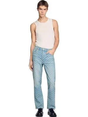 Sandro Regular-fit Square Cross Jeans - Sky Blue