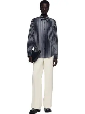 Sandro Striped Cotton Shirt - Marine / Blanc