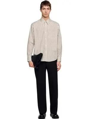 Sandro Striped Cotton Shirt - White / Navy