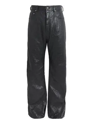 Rick Owens Leather Geth Wide-leg Jeans - Black