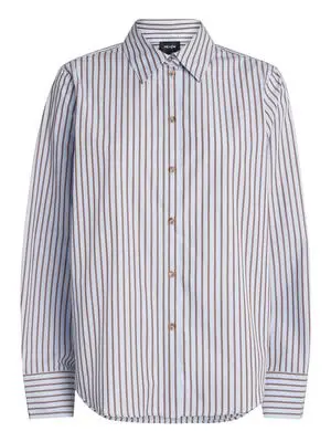 ME+EM Cotton Stripe Relaxed Shirt - Blue
