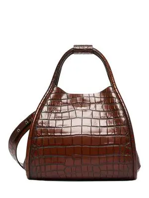Max Mara Small Croc-embossed Leather Marine Top-handle Bag - Brown