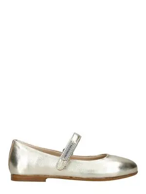 Monnalisa Metallic Leather Ballet Flats - Gold