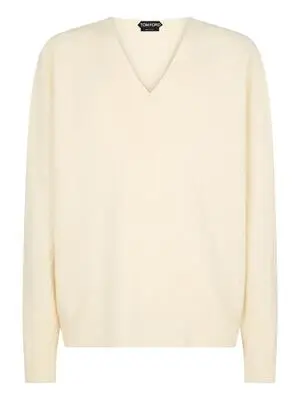 TOM FORD Wool V-neck Sweater - Beige