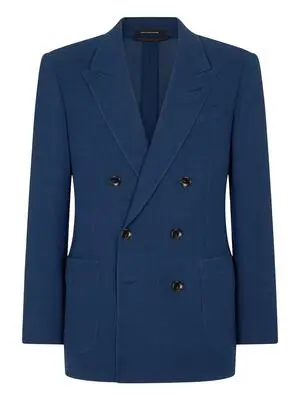 TOM FORD Virgin Wool Double-breasted Blazer - Blue