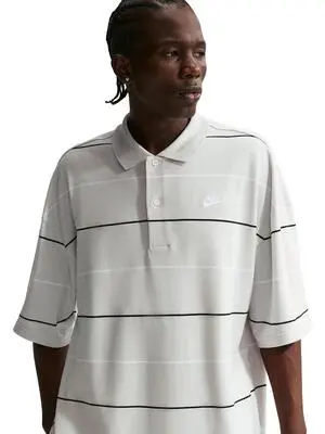 Nike Sportswear Club Oversized Striped Polo - Grey