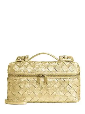 Bottega Veneta Intrecciato Leather Vanity Case Crossbody - Gold
