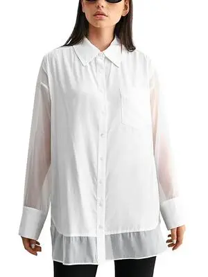 LUVEE Mable Organza Oversized Shirt - Off White