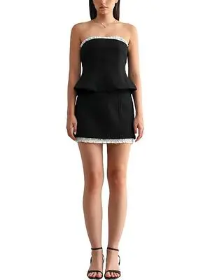 LUVEE Strapless Peplum Top - Black