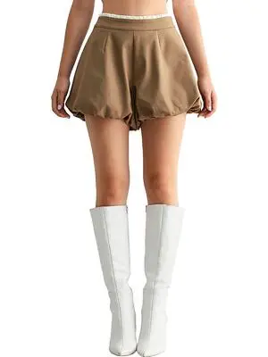 LUVEE Balloon Hem Shorts - Lt Mocha