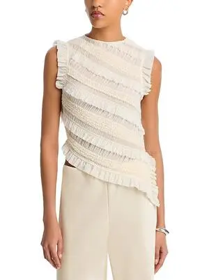 LUVEE Ruffled Asymmetrical Top - Cream