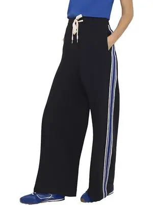 Mint Velvet Side Stripe Wide Leg Trousers - Navy
