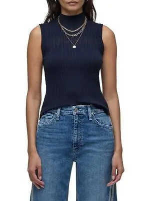 Hudson Jeans Mock Neck Sweater Tank Top - Navy
