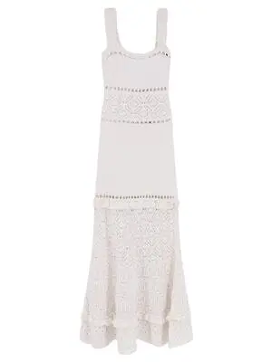Retrofete Wynona Long Crochet Dress - White