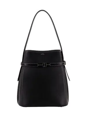TOTEME Hammered Leather Bucket Bag - Black