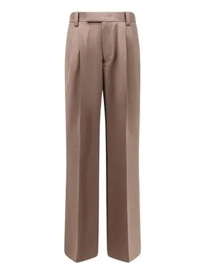 TONYWACK Wool Blend Wide Leg Trousers - Brown