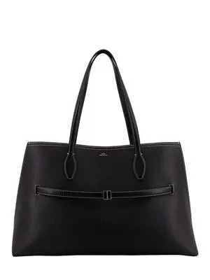 TOTEME Leather Shoulder Bag With Logo - Black