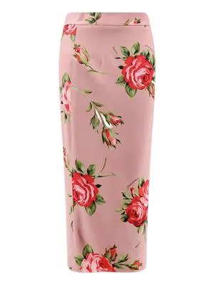 Dolce & Gabbana Stretch Silk Long Skirt - Pink