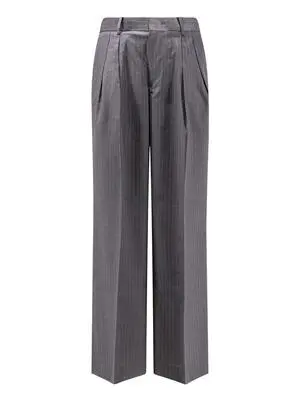 TONYWACK Wool Blend Trousers With Stripes - Grey